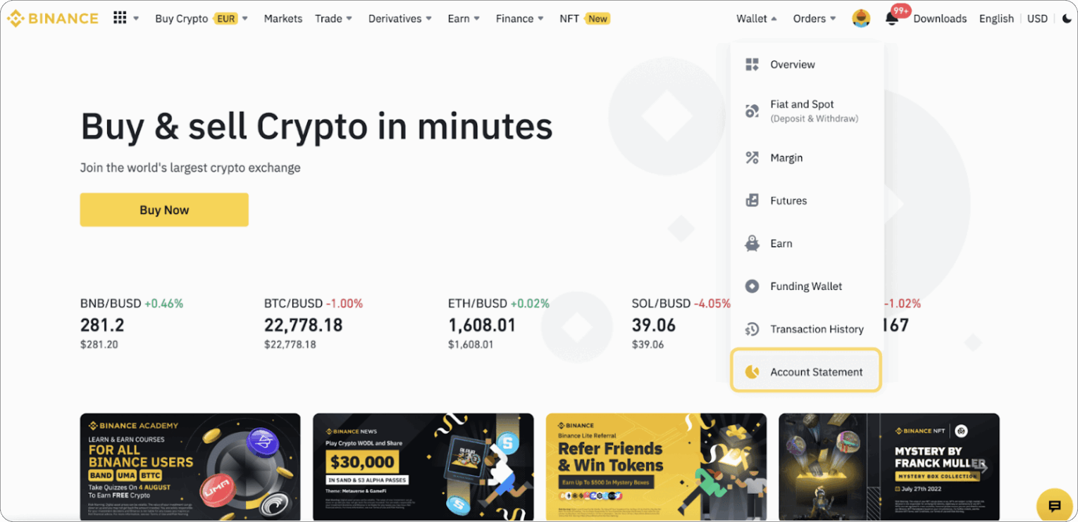 How to Generate and Export Your Binance Account Statement - Unrealfi ...